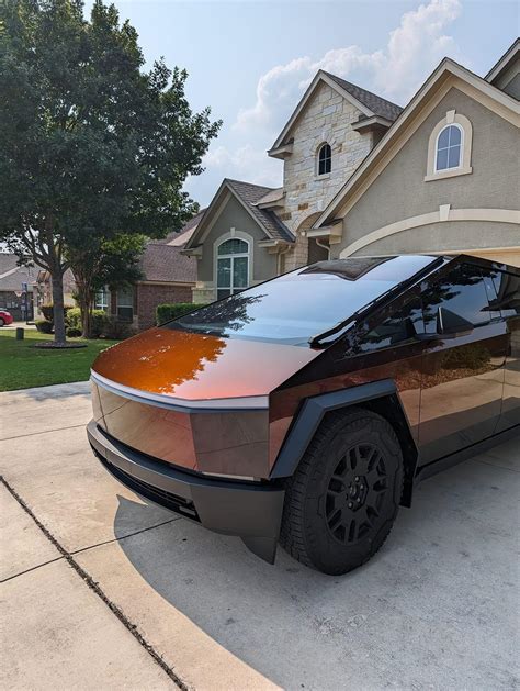 Flexishield Assassin Red Color Shift Ppf Wrapped Cybertruck Tesla