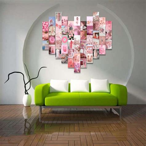 Pieces Pink Beautiful Collage Wall Art Pink Color Collage Print Set Warm Tone Girls Room