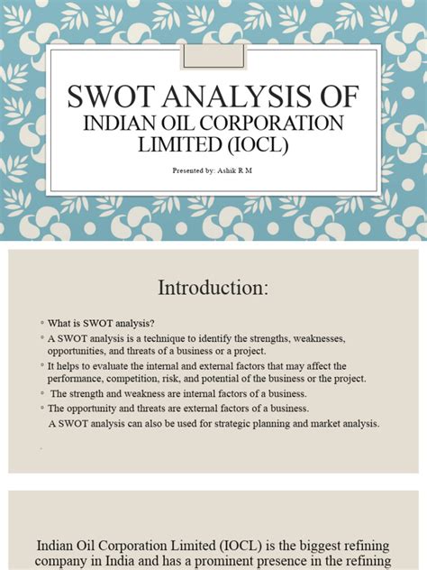 Swot Analysis Of Indian Oil Corporation Limited Be Pdf