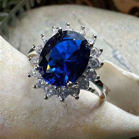Princess Diana Sapphire Engagement Ring Celtic Crystal Design Jewelry