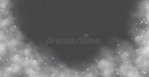 White Magic Smoke With Stars And Sparkles Fog With Glowing Particles