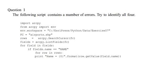 Solved Question The Following Script Contains A Number Of Chegg