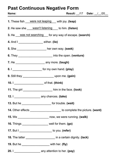 Practice Past Continuous Negative Form