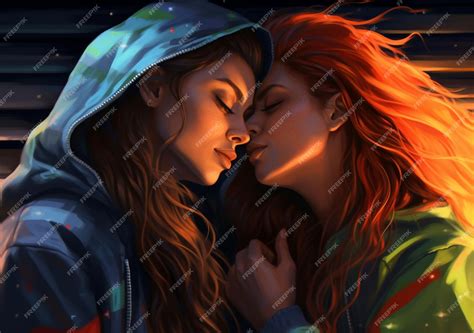 Premium Ai Image Lgbt Concept Bisexual Couple Hugging And Kisses Love