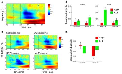 a time frequency plots showing average spectral power from 4 to