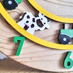 Tractor Cow And Farming Themed Wall Clock Bedroom Nursery Art Time