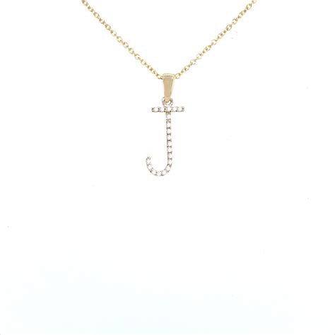 9ct Yellow Gold Diamond Initial J Pendant Necklace London Road Jewellery