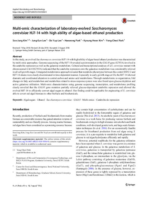 Pdf Multi Omic Characterization Of Laboratory Evolved Saccharomyces
