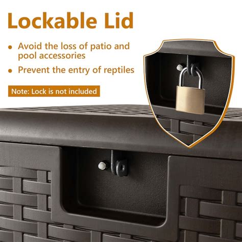 Costway 205 In L X 20 In 28 Gallons Brown Plastic Deck Box Lws00148 At