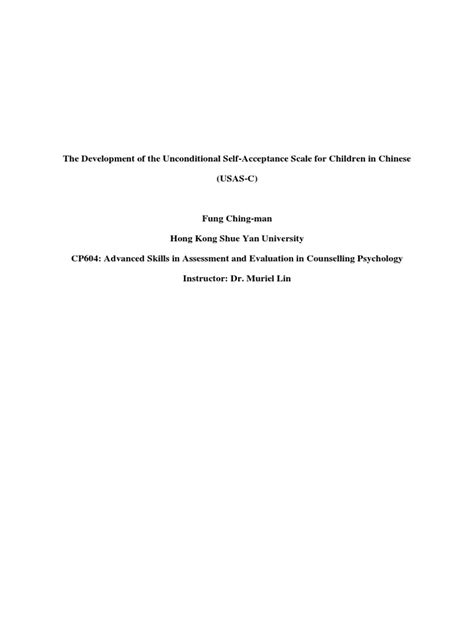 Self Acceptance Scale V3 Pdf Self Esteem Rational Emotive Behavior Therapy