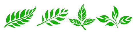 Leaf Icons Set Ecology Nature Element Green Leafs Environment And