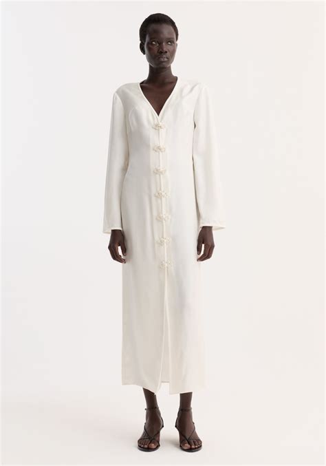 Rohe Pankou Closure Silk Dress Cream The Iconic Issue