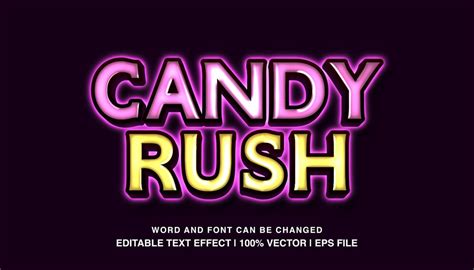 Premium Vector Candy Rush Editable Text Effect Template 3d Bold Neon Light Futuristic Style
