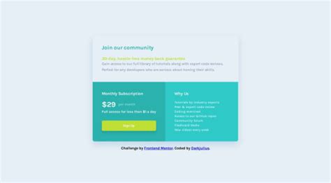 Responsive Single Price Grid Component Using Css Flexbox Coding Challenge Solution