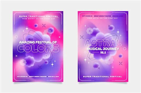 Gradient Blurred Gradient Cards Free Vector