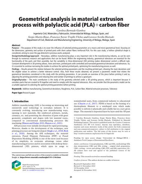 Pdf Geometrical Analysis In Material Extrusion Process With