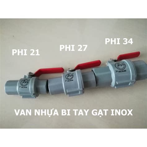 Van Nhựa Khoá Nước Van Nhựa Tay Inox Bi Xi Van Nhựa Trơn Phi 21 27