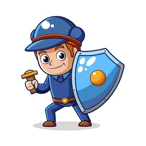 Happy Cartoon Security Shield Character Stock Illustrations 941 Happy