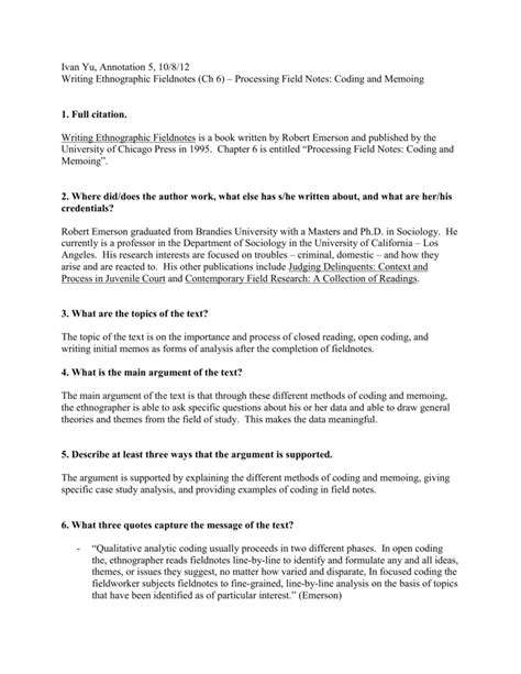 Field Notes Example Ethnography At James Jain Blog