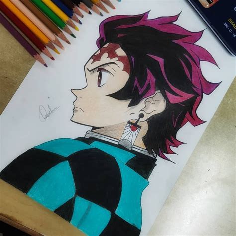 Demon Slayer Pencil Colors Art Anime Sketch Desktop Wallpaper Art