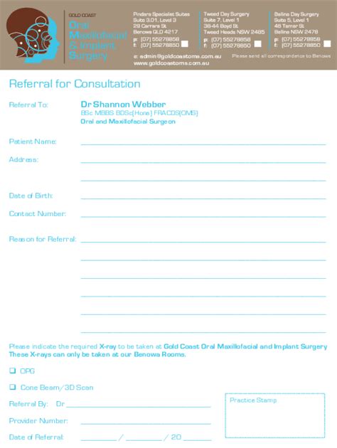 Fillable Online Gold Coast Oral Maxillofacial And Implant Surgery Home
