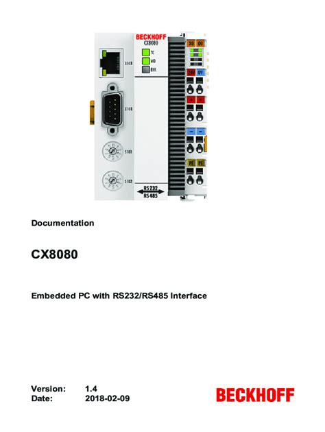 Fillable Online Documentation Cx8080 Cx8080 Embedded Pc With Rs232 Rs485 Interface Fax Email