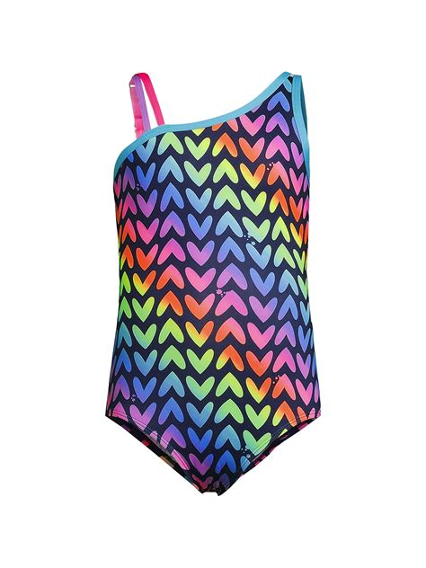 Lands End Girls One Shoulder One Piece Swimsuit
