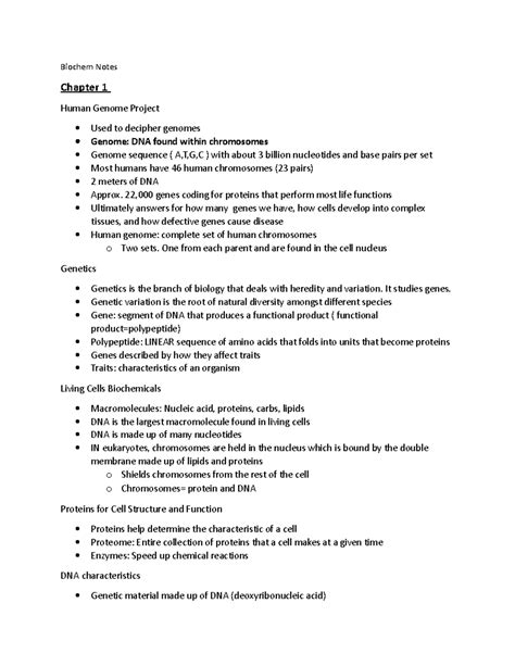 Biochem Notes Biochem Notes Chapter 1 Human Genome Project Used To