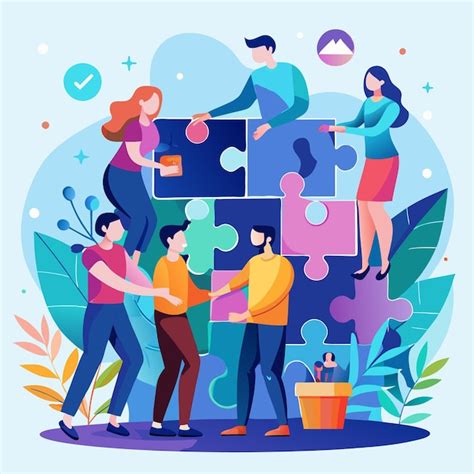 Teamwork Makes The Dream Work Collaborative Puzzle Solution Premium Ai Generated Vector