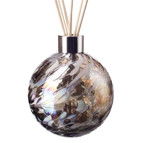 Amelia Art Glass Reed Diffuser Sphere Silver And White Uk