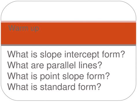 Pptx What Is Slope Intercept Form What Are Parallel Lines What Is