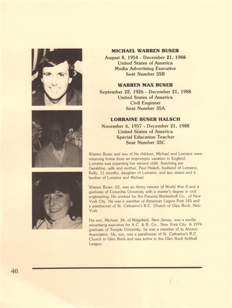 Lorraine Buser Halsch Pan Am 103 Lockerbie Legacy Foundation