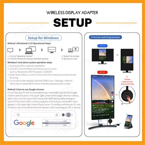 Wireless Display Adapter Miracast Dongle Hdmi Connection Cast Potrait Landscape Screen