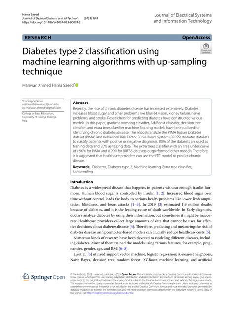 Pdf Diabetes Type 2 Classification Using Machine Learning Algorithms
