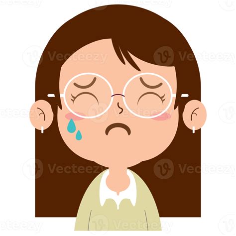 Girl Crying Face Cartoon Cute 14428858 Png