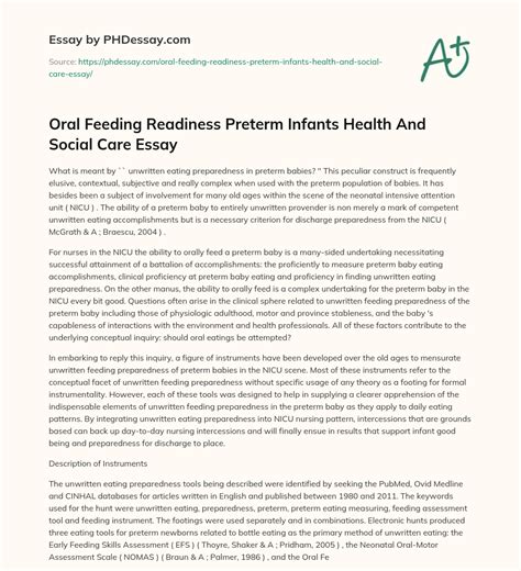 Oral Feeding Readiness Preterm Infants Health And Social Care Essay