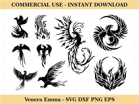 Phoenix Svg Set Phoenix Silhouette Vector Vectorency