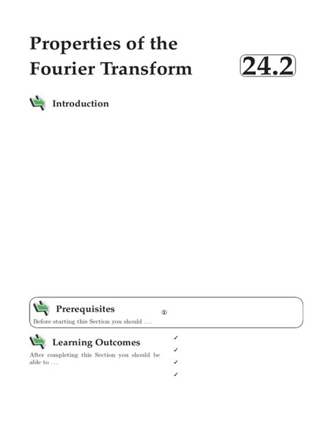 Properties Of The Fourier Transform