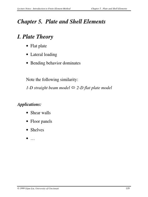 Chapter 5 Plate And Shell Elements I Plate Theory Flat Plate Lateral
