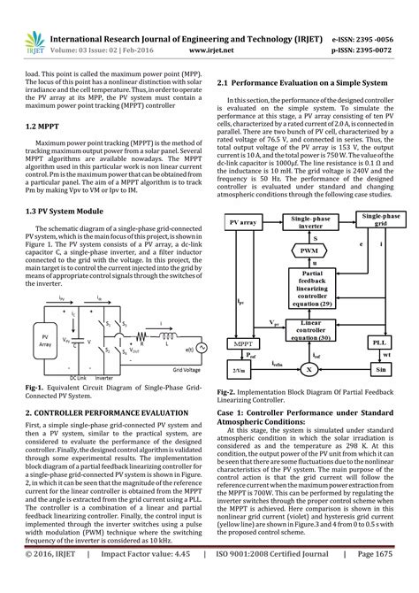 Nonlinear Current Controller For A Single Phase Grid Connected Photovoltaic System Pdf