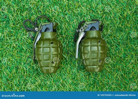 A Grenade On Grass Stock Image Image Of Ammunition 105755505