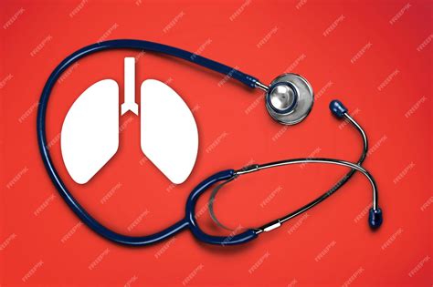 Premium Photo Lung Symbol And Stethoscope On A Red Background