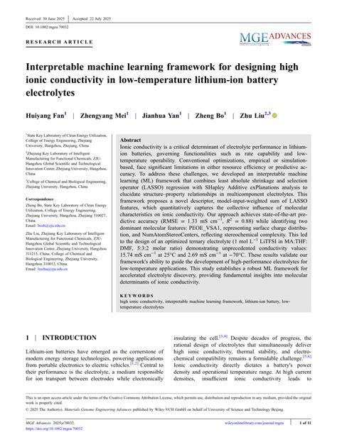Pdf Interpretable Machine Learning Framework For Designing High Ionic Conductivity In Low