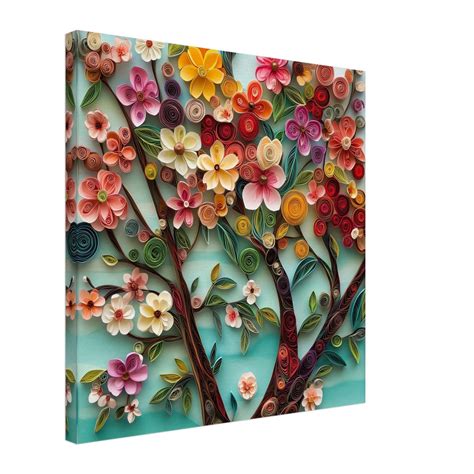Floral Bliss Paper Quilling Artwork Of Vibrant Flowers And Branches