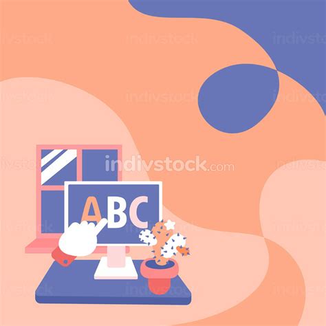 Hand Showing Letters Pointing Web Browser Screen With Cactus On Side