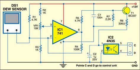 Dew Sensor Project Detailed Circuit Diagram Available