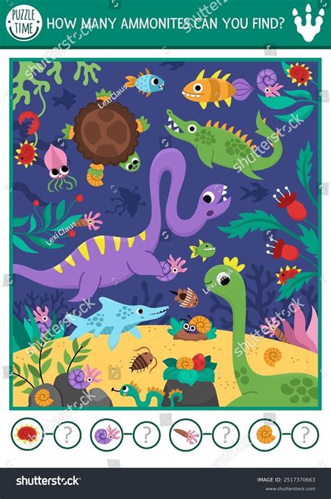 Vector Dinosaur Searching Counting Game Prehistoric Stock Vector