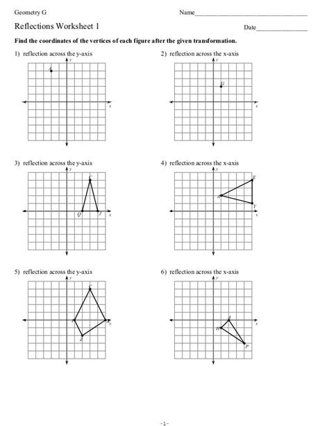 Reflections On The Coordinate Plane Worksheet