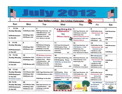 Nursing Home Activity Calendar Ideas