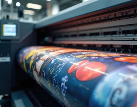 Wide Format Printer In Print Shop Action Industrial Printing Colorful